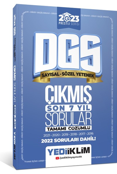 Yediiklim Yayınları DGS 2023 Tamamı Çözümü Son 7 Yıl Çıkmış Sorular (Ciltli)