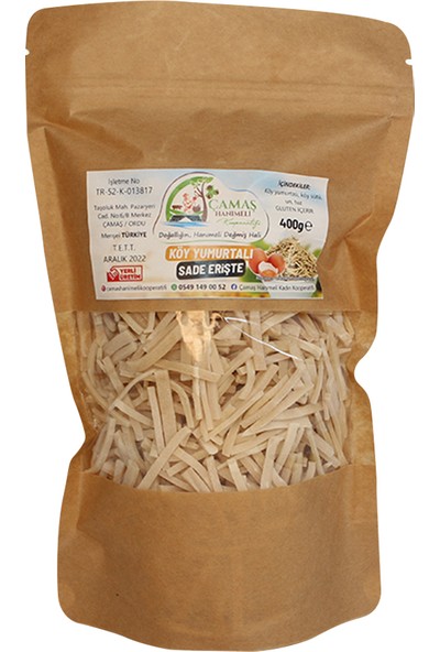 Çamaş Hanımeli Kooperatifi Köy Yumurtalı Sade Erişte 400 gr Çamaş Hanımeli Kooperatifi Köy Yumurtalı Sade Erişte 400 gr