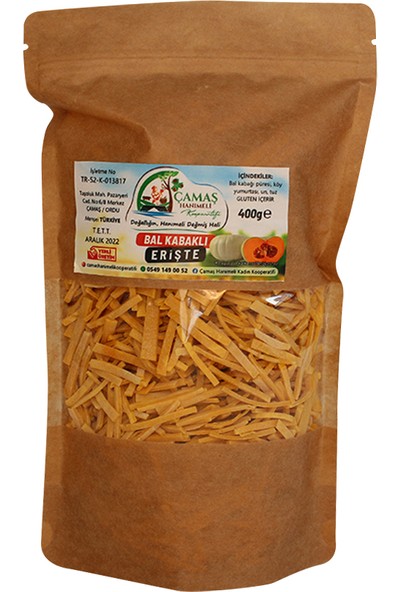Çamaş Hanımeli Kooperatifi Bal Kabaklı Erişte 400 gr Çamaş Hanımeli Kooperatifi Bal Kabaklı Erişte 400 gr