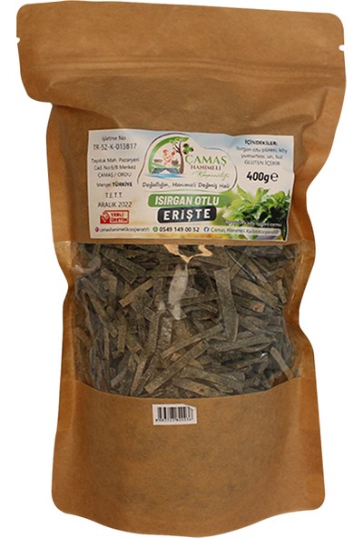 Çamaş Hanımeli Kooperatifi Isırgan Otlu Erişte 400 gr Çamaş Hanımeli Kooperatifi Isırgan Otlu Erişte 400 gr