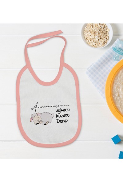 Bk Kids Kişiye Özel Pembe Bebek Mama Önlüğü - Model 89