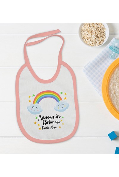 Bk Kids Kişiye Özel Pembe Bebek Mama Önlüğü - Model 45