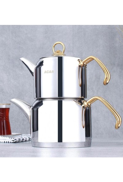 Acar Büyük Boy Gold Kulplu Çaydanlık Acar Büyük Boy Gold Kulplu Çaydanlık
