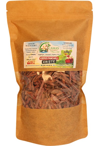 Çamaş Hanımeli Kooperatifi Kırmızı Pancarlı Erişte 400 gr Çamaş Hanımeli Kooperatifi Kırmızı Pancarlı Erişte 400 gr