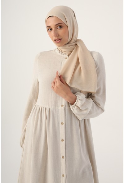 ALLDAY Yakası Fırfırlı Bol Büzgülü Viscon Keten Tunik ALLDAY Yakası Fırfırlı Bol Büzgülü Viscon Keten Tunik