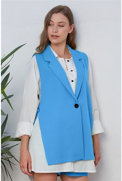 Nisan Boyfrıend Yandan Bağlamalı Yelek Mavi N22-1474