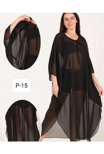 Rapapa Kadın Kaftan Pareo Siyah P-15