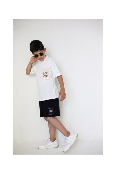 Rapapa Erkek Çocuk Kısa Kol Alt Üst Şort Takım Ekru 8646-