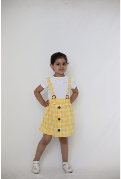 Rapapa Kız Çocuk Fırfırlı Dantelli Slopet Sarı 003-S