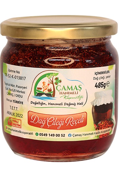 Çamaş Hanımeli Kooperatifi Dağ Çileği Reçeli 485 gr