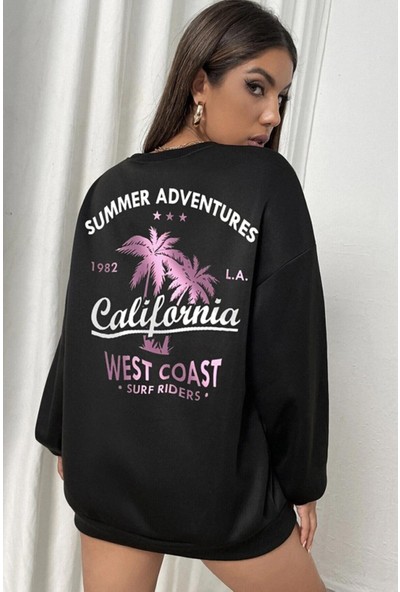 Laluvia Siyah California Baskılı Sweatshirt