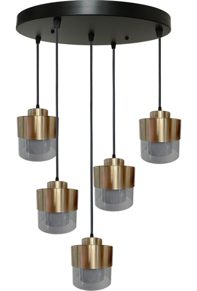 Anıt Avize Rüya 5 Li Iki Camlı Sarkıt Avize