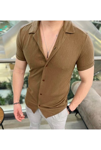 SOPRON Outdoors Erkek Kahverengi Regular Fit Gömlek Yaka Kısa Kollu Pamuklu Gömlek SOPRON Outdoors Erkek Kahverengi Regular Fit Gömlek Yaka Kısa Kollu Pamuklu Gömlek