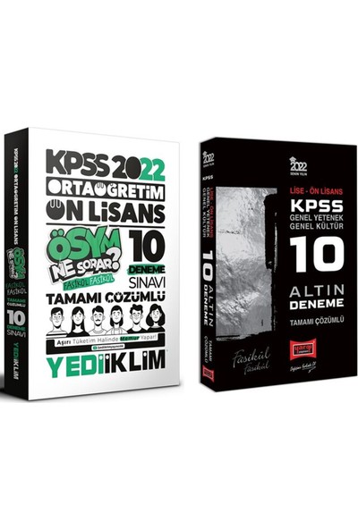 2022 Kpss Lise ve Önlisans Tamamı Çözümlü 10 Lu Karma Deneme Yargı+Yediiklim 2022 Kpss Lise ve Önlisans Tamamı Çözümlü 10 Lu Karma Deneme Yargı+Yediiklim