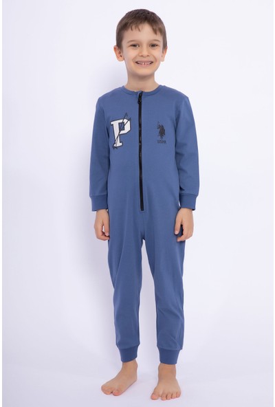 U.S. Polo Assn. U.s. Polo Assn Erkek Çocuk Fermuarlı Açık Indigo Tulum