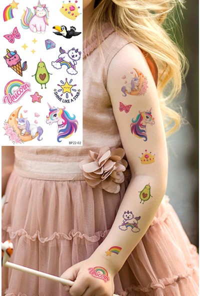 BP Tattoo Renkli Unicorn Karışık Çocuk Dövmesi