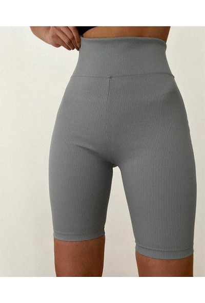 Garmoda Yeni Sezon Fitilli Tayt Yüksek Bel Biker Tayt Yeni Sezon Spor Tayt