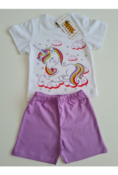 Crazy Monkey Çıtçıtlı Bisiklet Yaka Kısa Kollu Unicorn Baskılı Tişört ve Şortlu Takım Crazy Monkey Çıtçıtlı Bisiklet Yaka Kısa Kollu Unicorn Baskılı Tişört ve Şortlu Takım