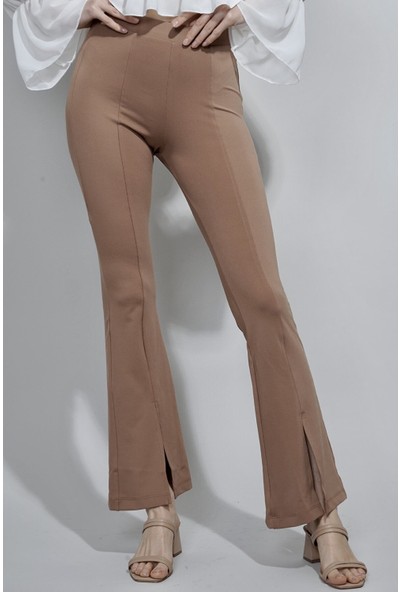 Ivy Clo Camel Yüksek Bel Ispanyol Paça Tayt Pantolon Ivy Clo Camel Yüksek Bel Ispanyol Paça Tayt Pantolon