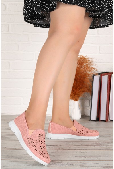 Woggo Msr Kot Lazer Desenli Günlük Kadın Spor Ayakkabı Pudra Woggo Msr Kot Lazer Desenli Günlük Kadın Spor Ayakkabı Pudra