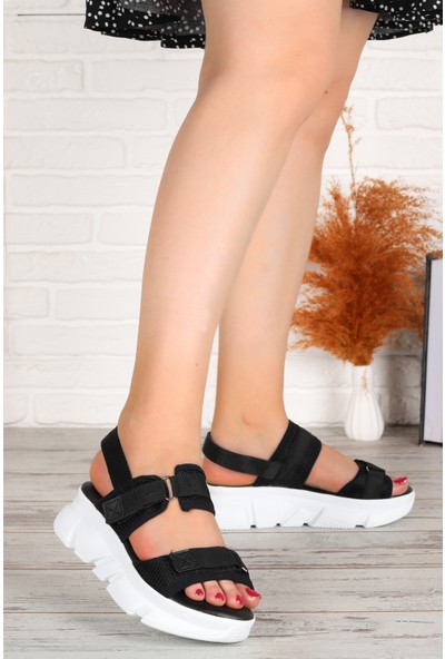 Woggo Clst 20S-205 Günlük Cırtlı Kadın Sandalet Terlik Siyah