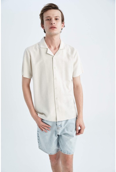Regular Fit Apaş Yaka Keten Kısa Kollu GÖMLEK Y9085AZ22HS Regular Fit Apaş Yaka Keten Kısa Kollu GÖMLEK Y9085AZ22HS