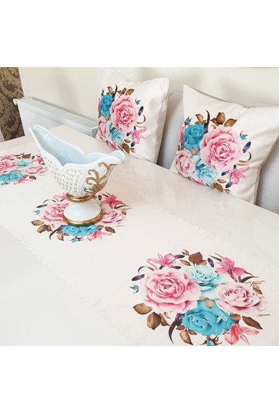 Körfez Kırlent Çiçekli Desen Baskılı 3 Lü Kombin Set