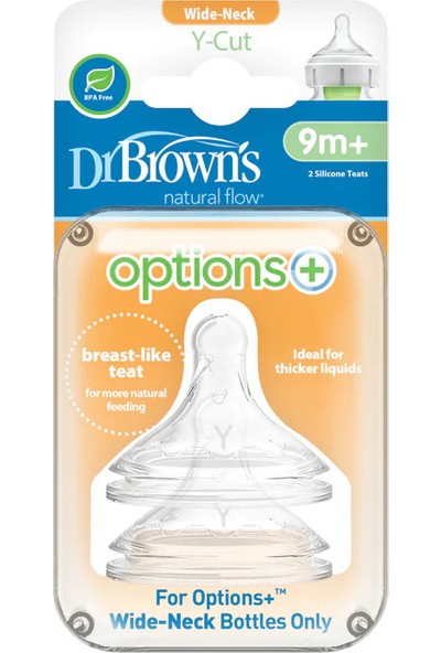 Dr.Browns Dr. Brown's Silikon Options + Geniş Ağız Ikili Y Kesim Biberon Emziği 9+ Ay Dr.Browns Dr. Brown's Silikon Options + Geniş Ağız Ikili Y Kesim Biberon Emziği 9+ Ay