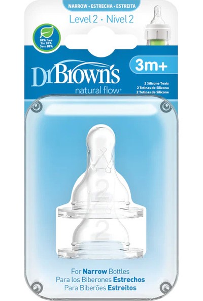 Dr.Browns Dr. Brown's 2. Seviye Silikon Options + Dar Ağız Ikili Biberon Emziği 3+ Ay Dr.Browns Dr. Brown's 2. Seviye Silikon Options + Dar Ağız Ikili Biberon Emziği 3+ Ay