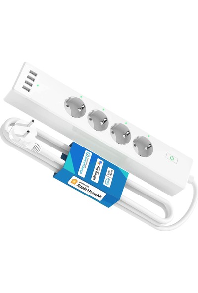 Meross Wi-Fi Apple Homekit Google Assistant ve Alexa Uyumlu Akım Korumalı 4 USB Girişli Akıllı 4lü Priz Meross Wi-Fi Apple Homekit Google Assistant ve Alexa Uyumlu Akım Korumalı 4 USB Girişli Akıllı 4lü Priz