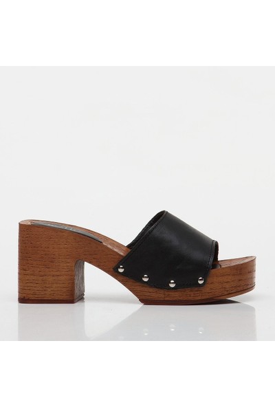 Hotiç 01TEH241960A100 HAKIKI Deri Siyah Kadın Terlik