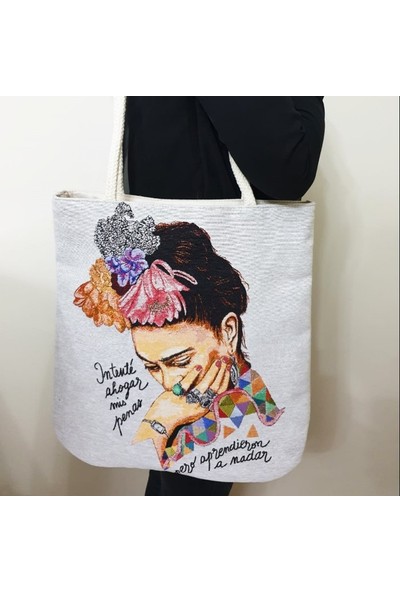 Körfez Kırlent Frida Goblen Dokuma Kumaş Heybe Çanta Körfez Kırlent Frida Goblen Dokuma Kumaş Heybe Çanta