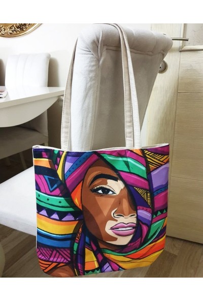 Körfez Kırlent Afrikalı Kadın Baskılı Kumaş Heybe Çanta Körfez Kırlent Afrikalı Kadın Baskılı Kumaş Heybe Çanta