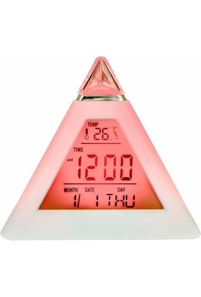 Upway 7 Renkli Piramit Şekilli Dijital LED Çalar Saat Alarm Termometre Masa Saati Upway 7 Renkli Piramit Şekilli Dijital LED Çalar Saat Alarm Termometre Masa Saati