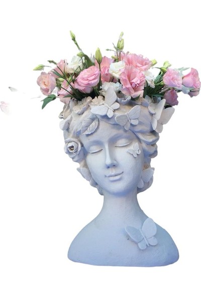 Kelebek Detay Kadın Görselli Saksı