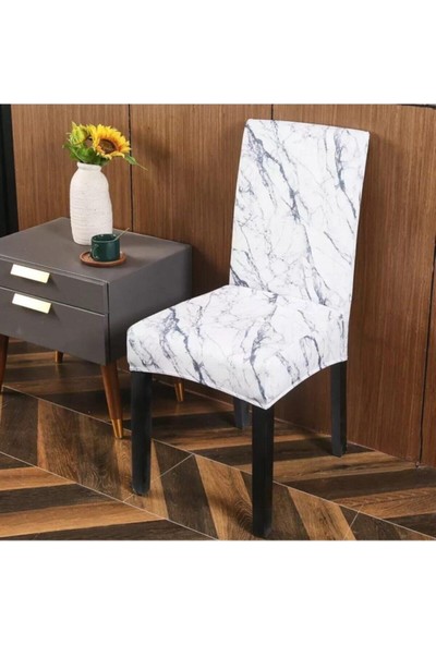 Neva Ticaret Beyaz Mermer Desenli Kadife Kumaş Sandalye Kılıfı Oturak Örtüsü Likralı ve Esnek (6 Adet) Neva Ticaret Beyaz Mermer Desenli Kadife Kumaş Sandalye Kılıfı Oturak Örtüsü Likralı ve Esnek (6 Adet)