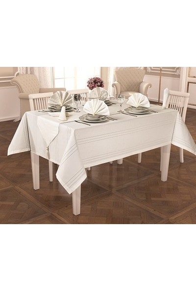 Erciyes Home Colber Kırıkbeyaz Spor Tasarım 12KIŞILIK Masa Örtüsü Takımı