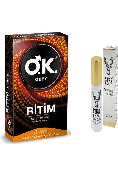 Okey Ritim Prezervatif + Stag Geciktiricisprey Okey Ritim Prezervatif + Stag Geciktiricisprey