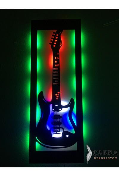 Çakra Gitar LED Işıklı Tablo Ahşap Çakra Gitar LED Işıklı Tablo Ahşap