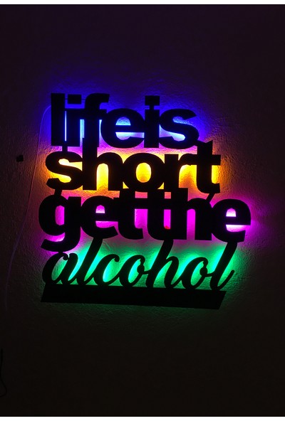 Çakra Life Is Short LED Işıklı Ahşap Tablo 50X50CM Çakra Life Is Short LED Işıklı Ahşap Tablo 50X50CM
