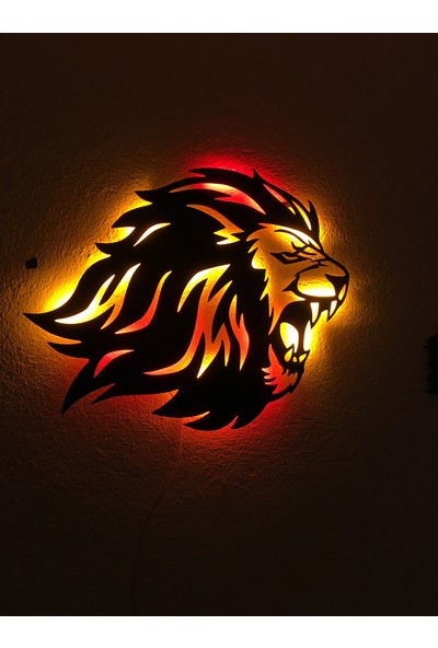 Çakra Aslan LED Işıklı Ahşap Tablo 55X50CM Çakra Aslan LED Işıklı Ahşap Tablo 55X50CM