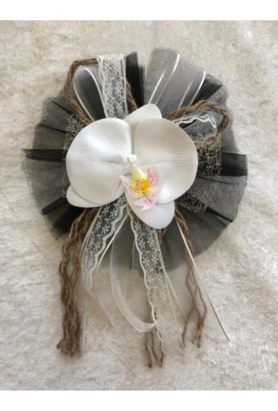 Elzem Tasarım Hediyelik Orkideli Bohça Süsü Siyah 1 Adet 20X20CM Elzem Tasarım Hediyelik Orkideli Bohça Süsü Siyah 1 Adet 20X20CM