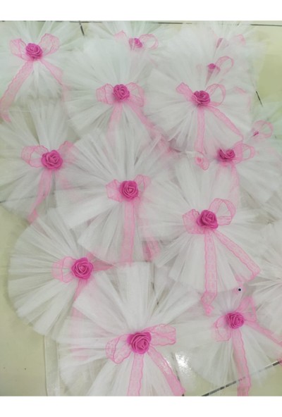 Elzem Tasarım Hediyelik 10'lu Set Bohça Süsü Konvoy Süsü Pembe Dantelli Elzem Tasarım Hediyelik 10'lu Set Bohça Süsü Konvoy Süsü Pembe Dantelli
