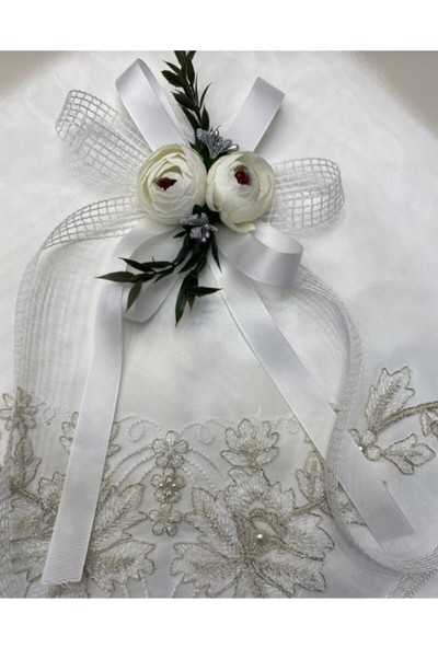 Elzem Tasarım Hediyelik Krem Bohça Süsü Elzem Tasarım Hediyelik Krem Bohça Süsü