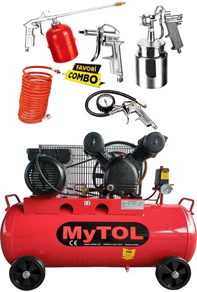 Mytol MY14309 2 Hp 8 Bar 100 Lt V-Kafa Hava Kompresörü + Havalı Alet Seti Mytol MY14309 2 Hp 8 Bar 100 Lt V-Kafa Hava Kompresörü + Havalı Alet Seti