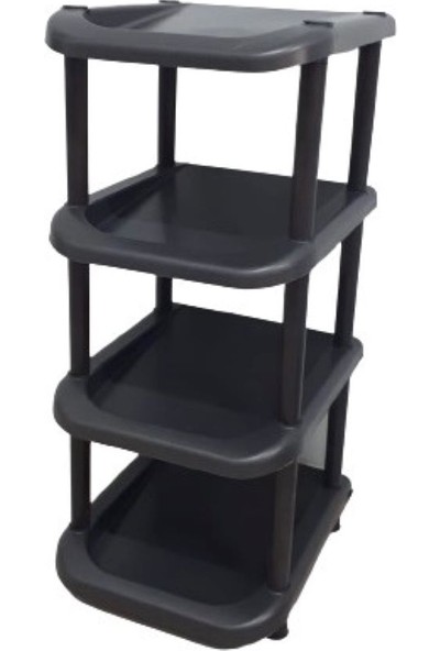 5DM 4 Katlı Siyah Plastik Midi Boy Tekli Ayakkabılık