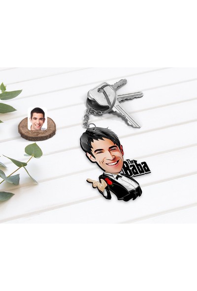 Kişiye Özel Godfather Baba Karikatürlü Ahşap Anahtarlık-2 Kişiye Özel Godfather Baba Karikatürlü Ahşap Anahtarlık-2