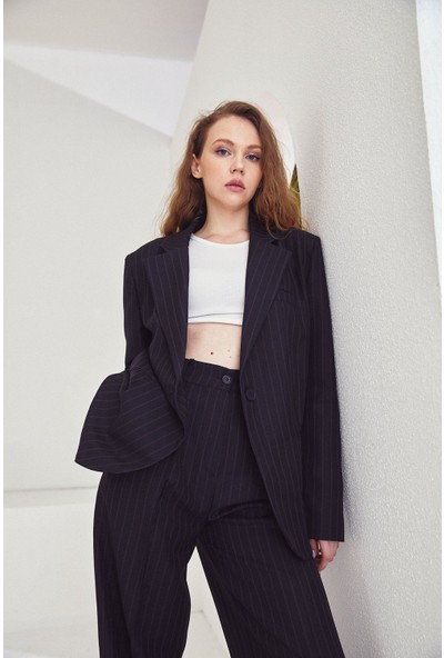 Miostil Çizgili Ceket-Mürdüm Miostil Çizgili Ceket-Mürdüm