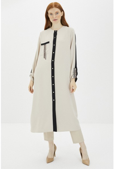 Zühre Renk Bloklu Uzun Tunik T-1079 Zühre Renk Bloklu Uzun Tunik T-1079