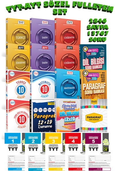 2023 Tyt-Ayt Sözel Fulleten Set 10000+ Soru